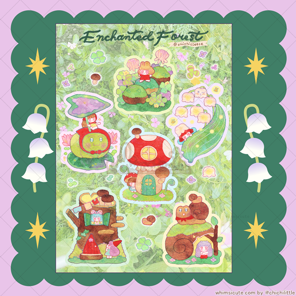 Watercolor Enchanted Forest Sticker Sheet – Whimsicute