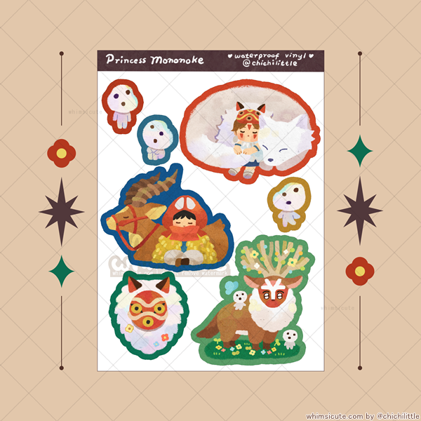 Princess Mononoke - Waterproof Sticker Sheet – Whimsicute